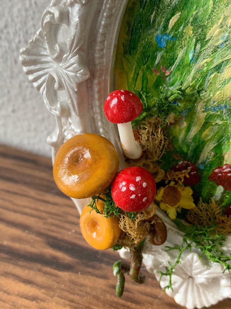 3D Mushroom Forest Painting, Terrarium Art Hand Painted Oil Painting ...