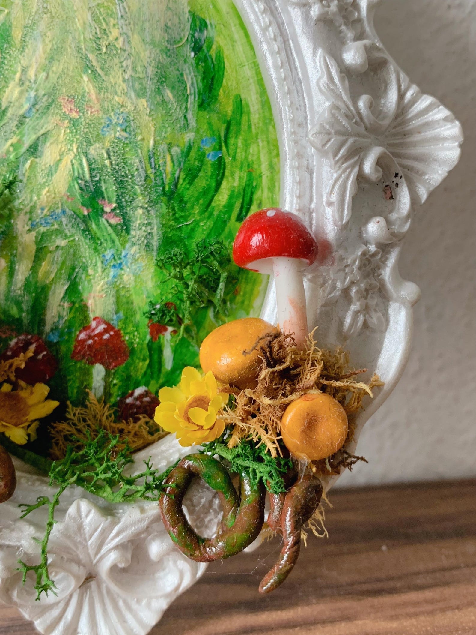3D Mushroom Forest Painting, Terrarium Art Hand Painted Oil Painting ...