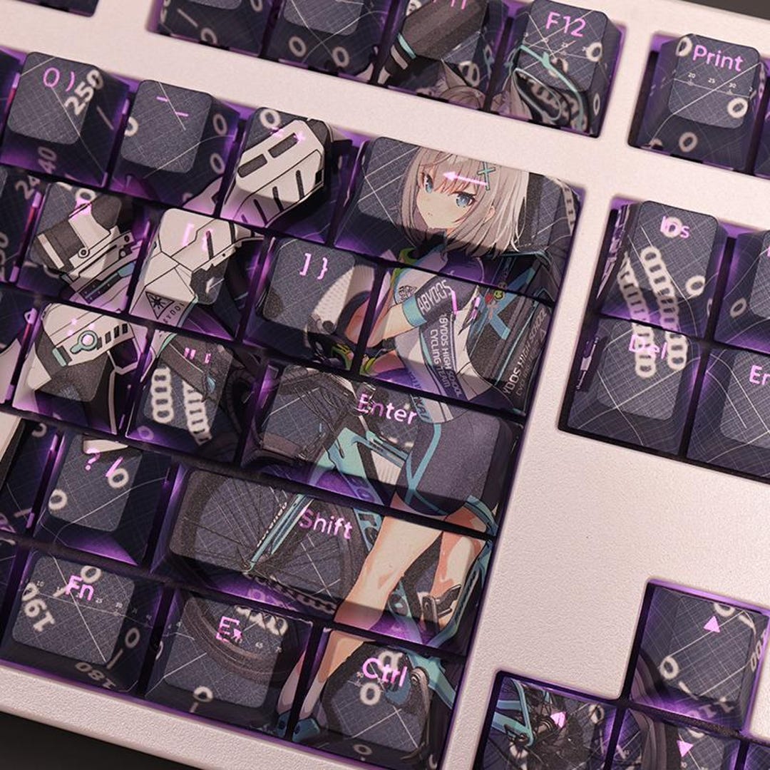 108 Keys Set Shiroko Anime Inspired Keycap | Blue Archive PBT Backlit ...