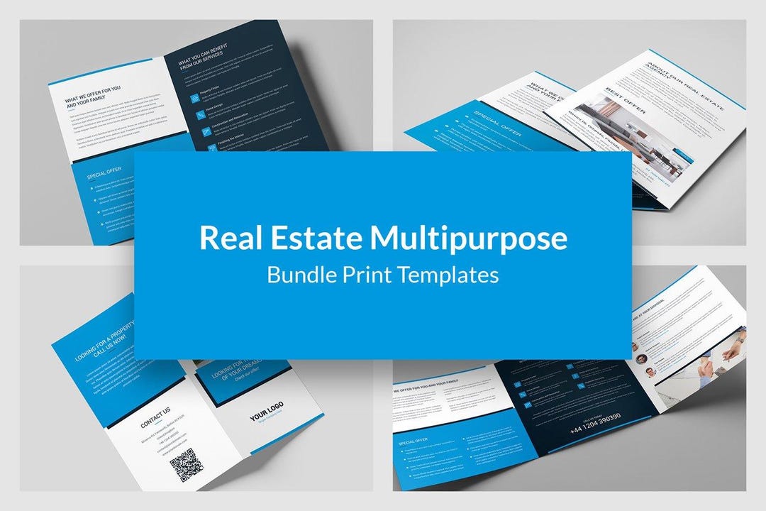 6 in 1 Real Estate Print Marketing Bundle | Bi-fold & Tri-fold ...