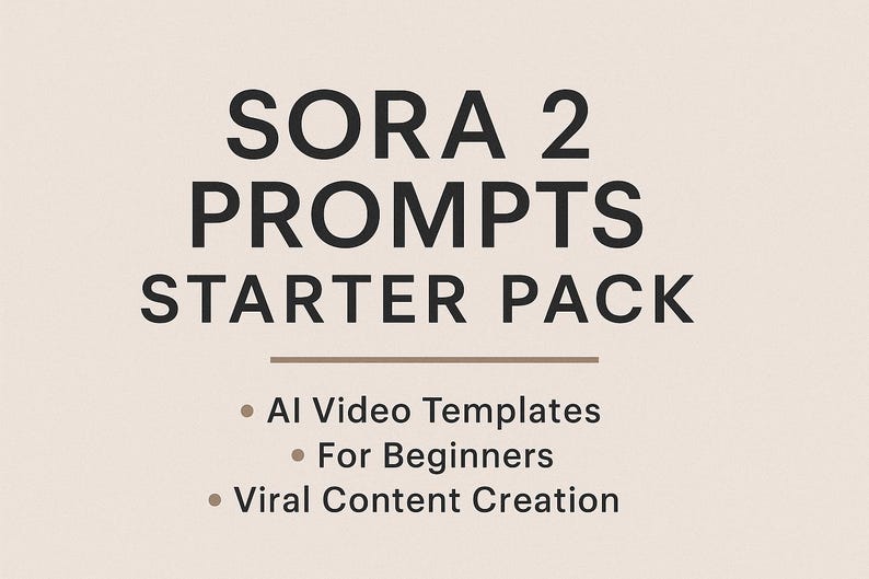 Sora 2 AI Video Prompts Starter Pack: Viral Content (PDF/TXT) - Etsy