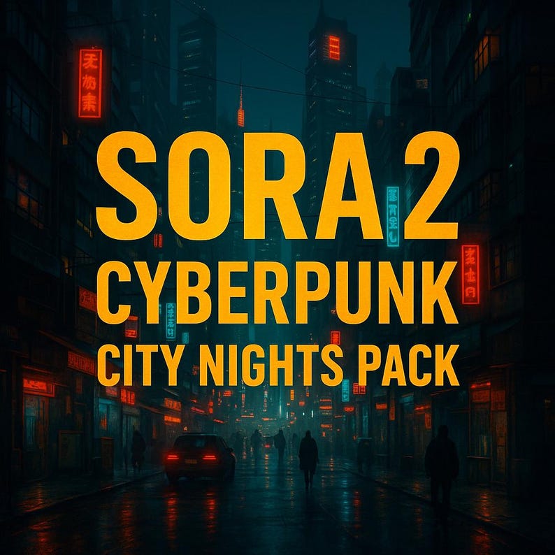 50 Cyberpunk City AI Video Prompts: Sora 2 Neon Nights (digital ...
