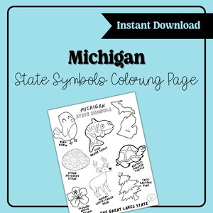 Instant Download Michigan State Symbols Coloring Pages - Etsy