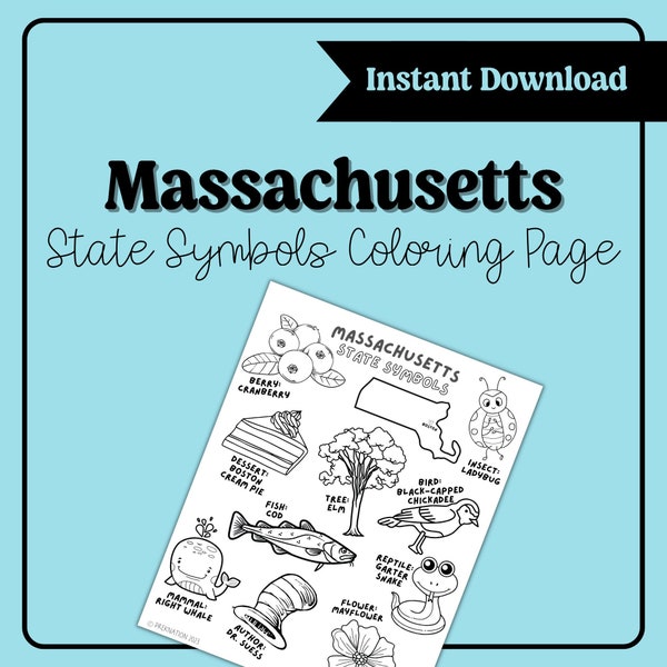 Massachusetts Coloring Page - Etsy
