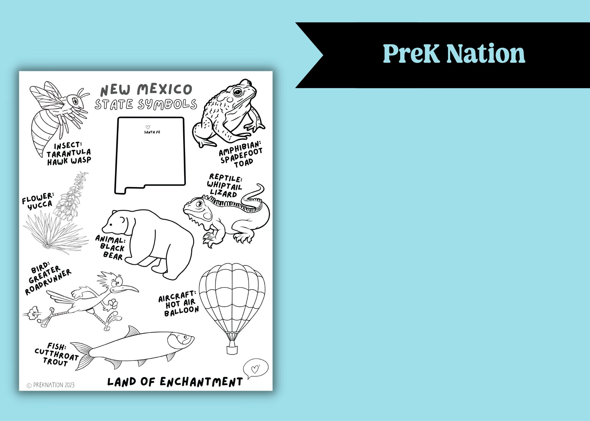 Instant Download New Mexico State Symbols Coloring Page - Etsy