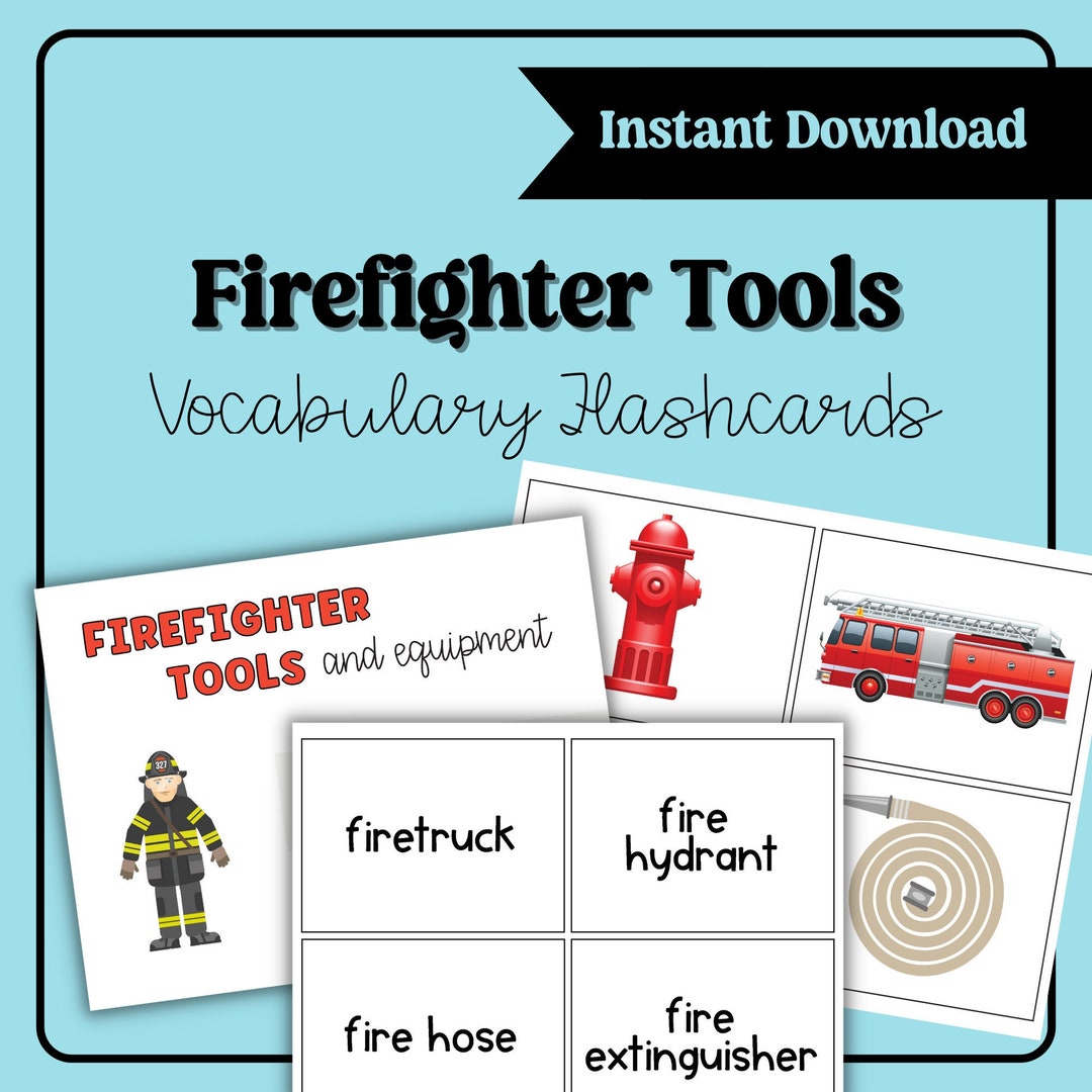 Instant Download Firefighter Vocabulary Flashcards Tools - Etsy