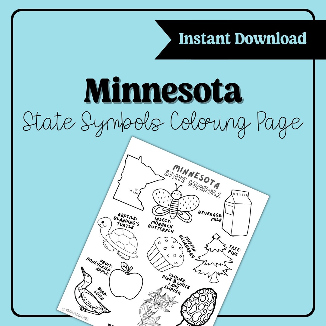 Instant Download Minnesota State Symbols Coloring Page - Etsy