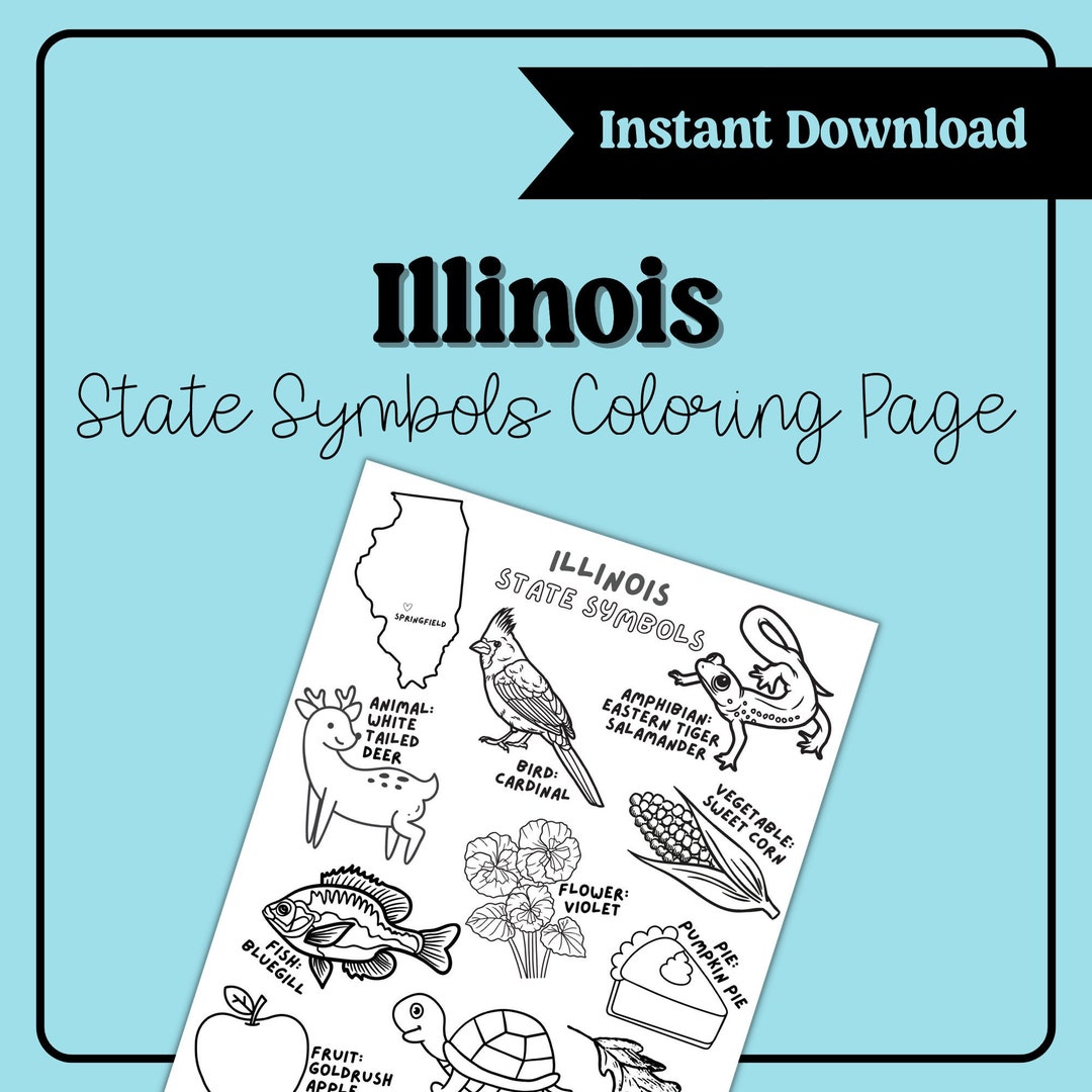 Instant Download Illinois State Symbols Coloring Page - Etsy