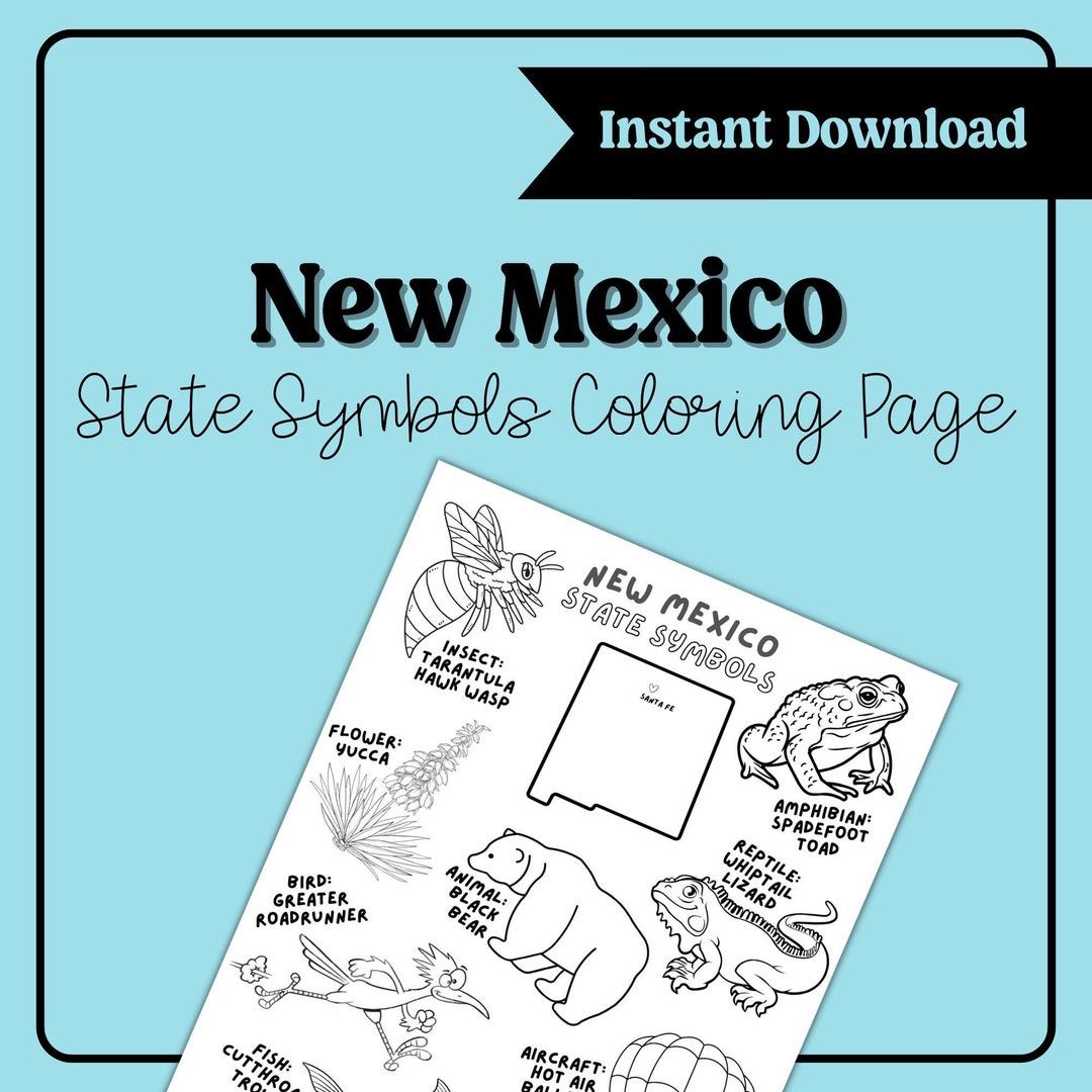 Instant Download New Mexico State Symbols Coloring Page - Etsy