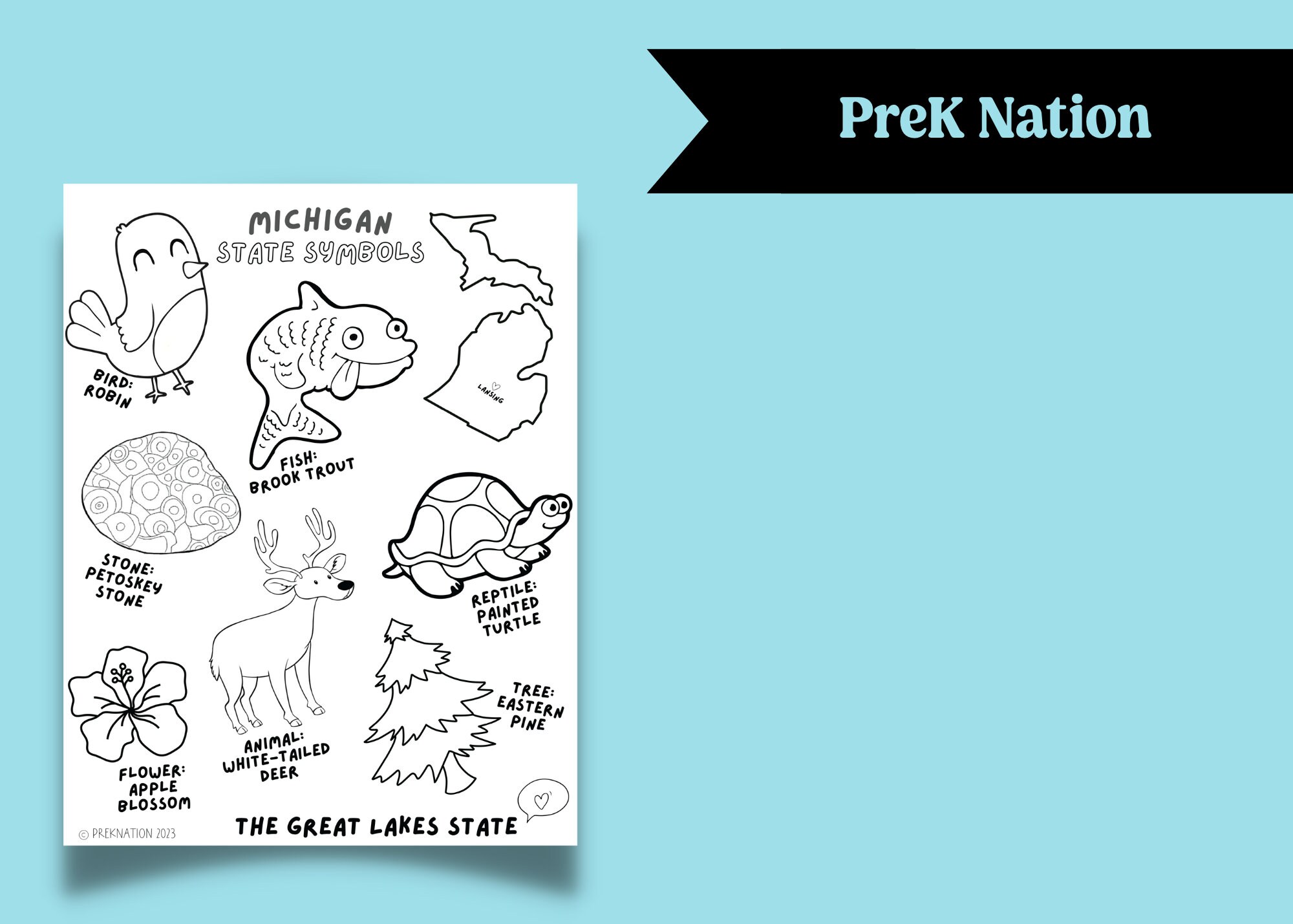 Instant Download Michigan State Symbols Coloring Pages - Etsy