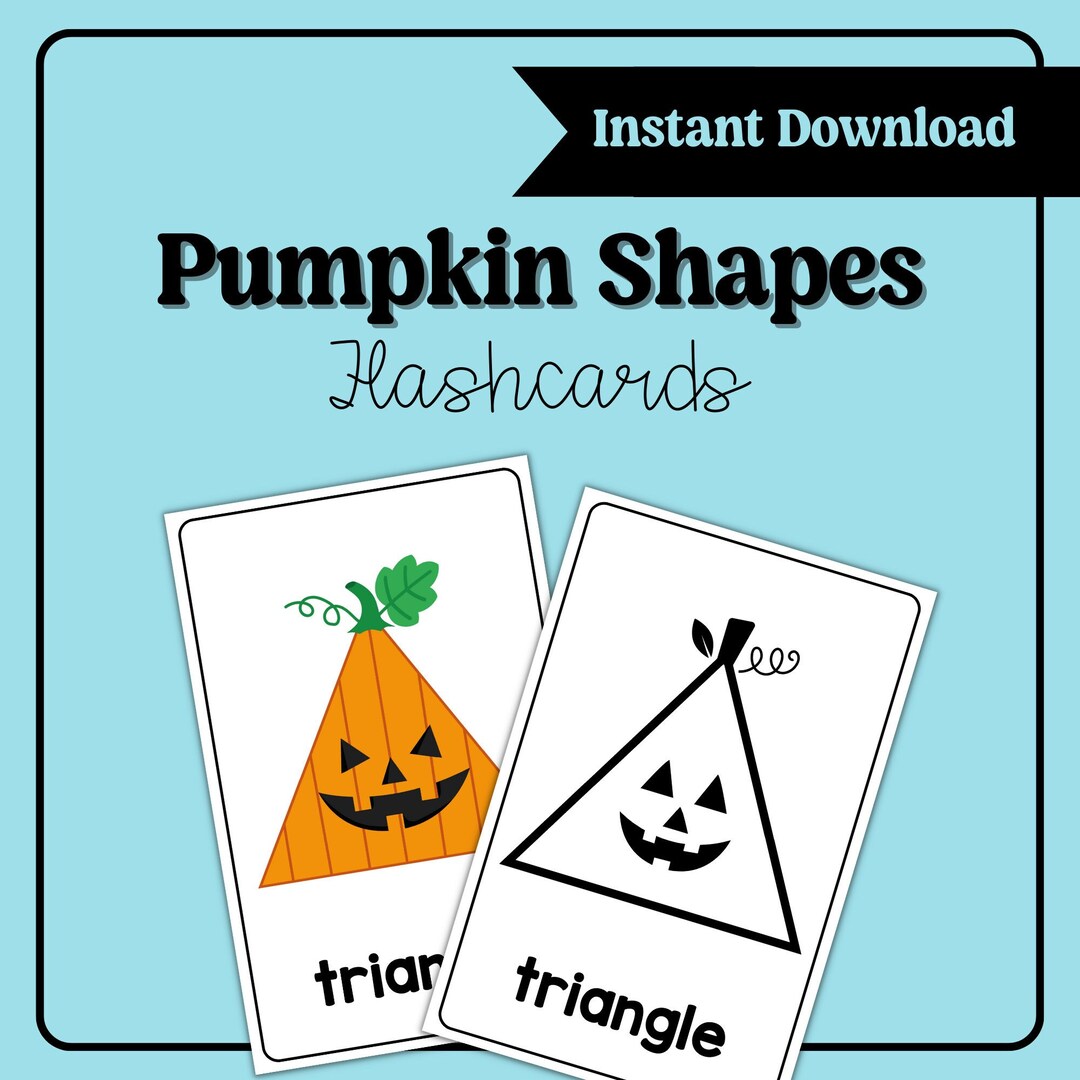 Pumpkin / Jack-o-lantern Shapes Flashcards Kindergarten - Etsy