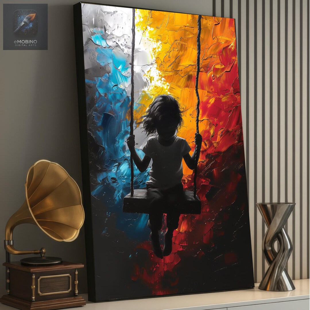 The Silent Self | Dark Silhouette Child, Abstract Modern Canvas Art - Etsy
