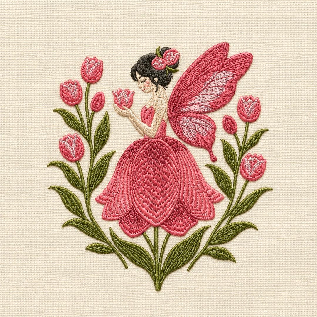 Fairy Flower Embroidery Design, Floral Fairy Digital File, Cute Garden ...