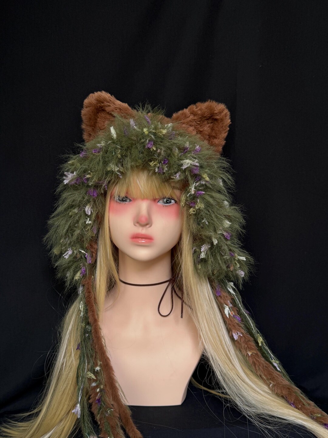 Handmade Forest Fairy Fluffy Cat Ear Hood | One-of-a-kind Floral Furry ...