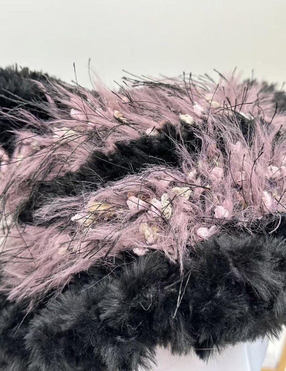 Goth-pastel Cat Ear Beanie | Fuzzy Black & Pink Knit Hat - Etsy