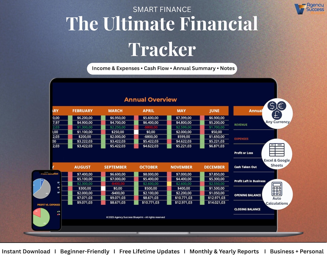 Automated Financial Tracker | Income and Expense Spreadsheet for ...