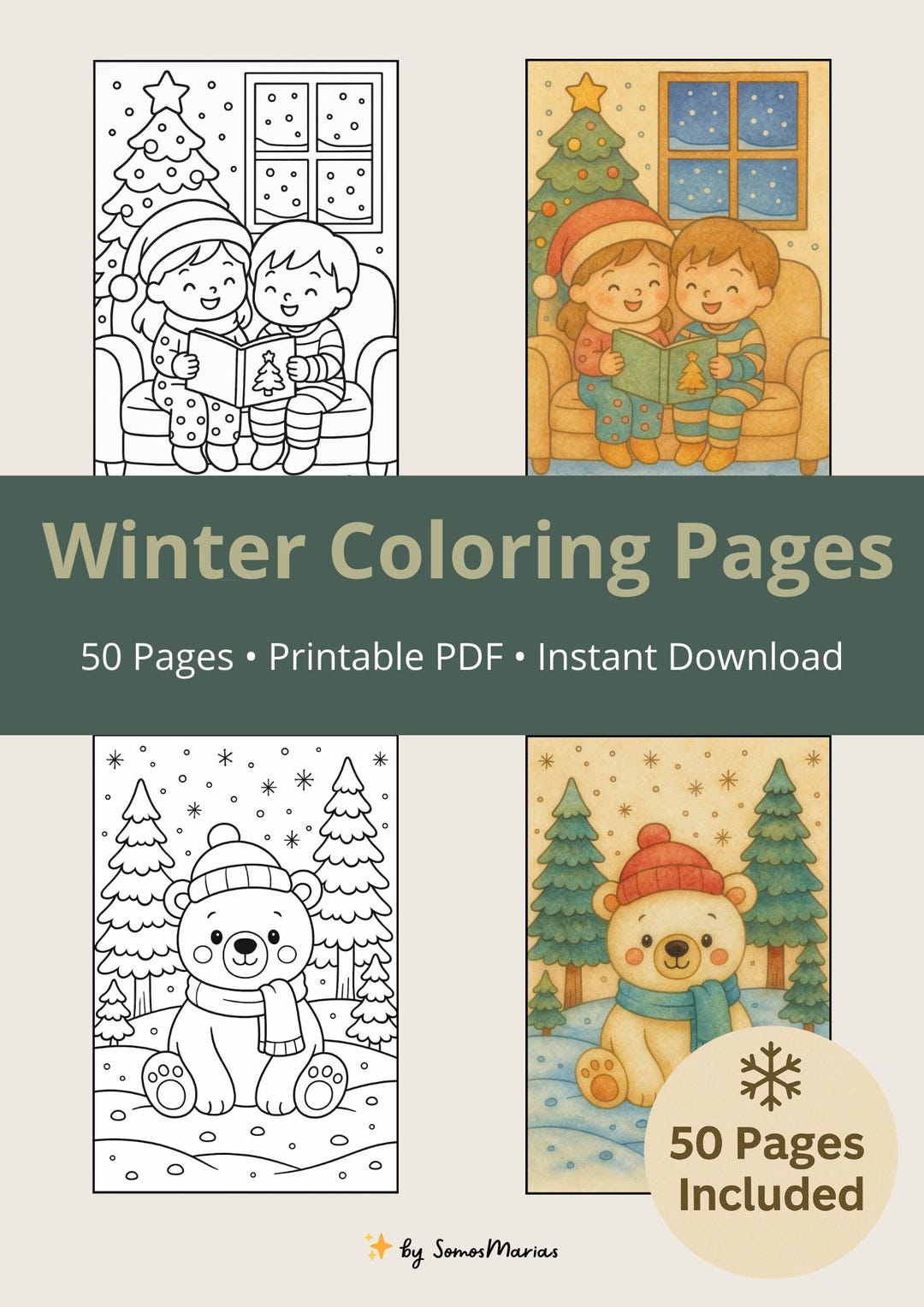 Winter & Christmas Coloring Pages • 50 Printable Designs - Etsy