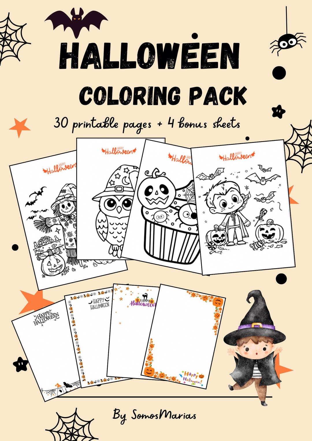 Halloween Coloring Pages for Kids | Printable Digital Art | Fun DIY ...