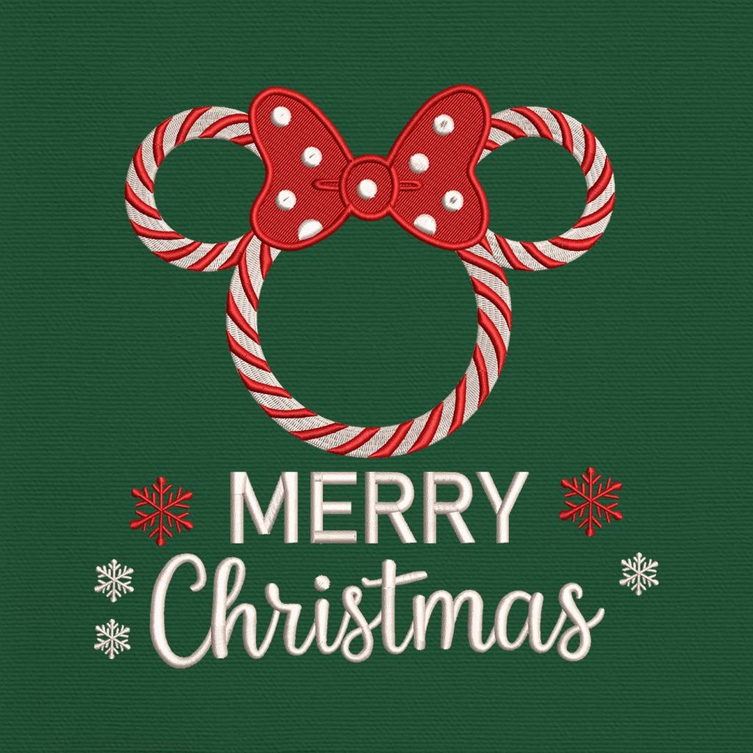 Candy Cane Mouse Merry Christmas Embroidery Design, Holiday Bow Machine ...