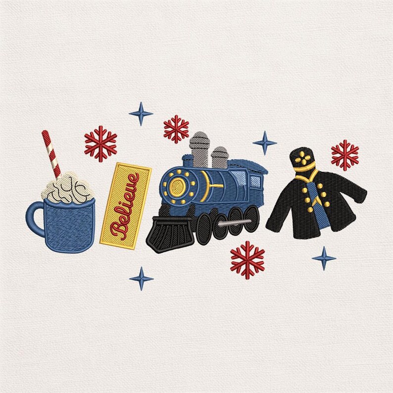 Polar Express Embroidery Design, Christmas Train Embroidery File ...