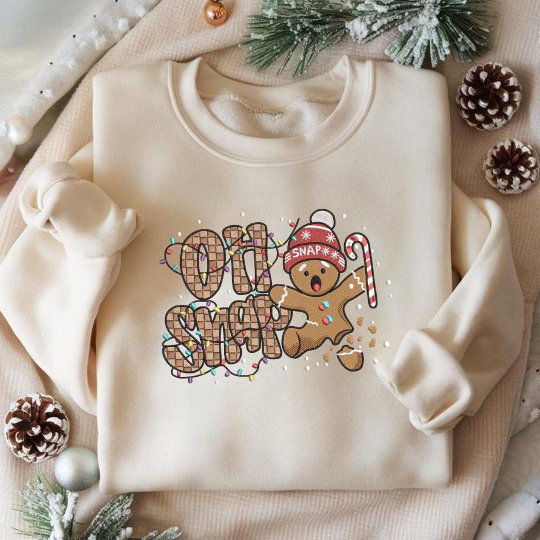 Oh Snap Gingerbread Embroidery Design, Funny Broken Cookie Christmas ...