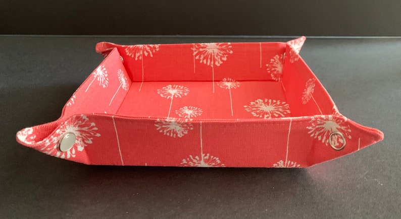 Collapsible Catch-all Fabric Tray - Coral Dandelion - Size Small - Etsy