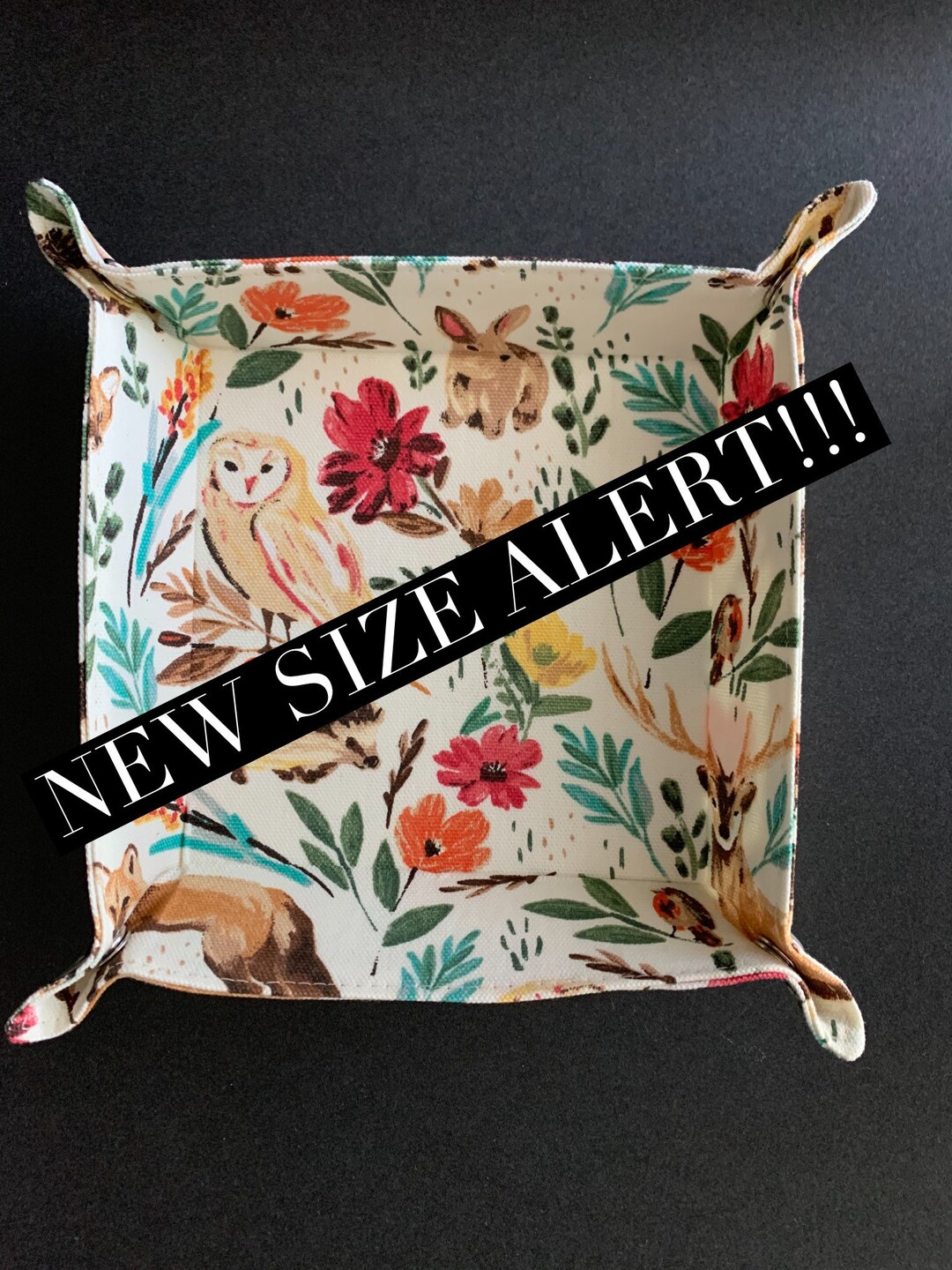 Collapsible Catch-all Fabric Tray - Floral & Fauna - Size Small - Etsy