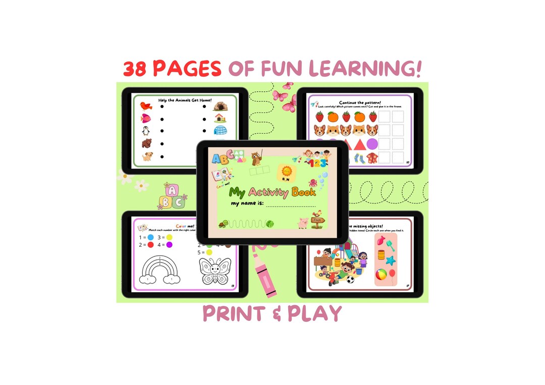 My Activity Busy Book for Kids | 38 Pages | Fun Worksheets, Mazes ...