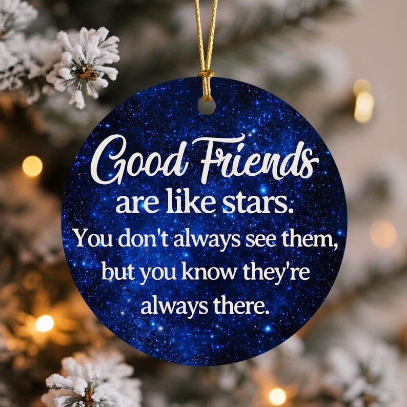 Good Friends Like Stars Christmas Ornament, Blue Galaxy 3" Ceramic ...