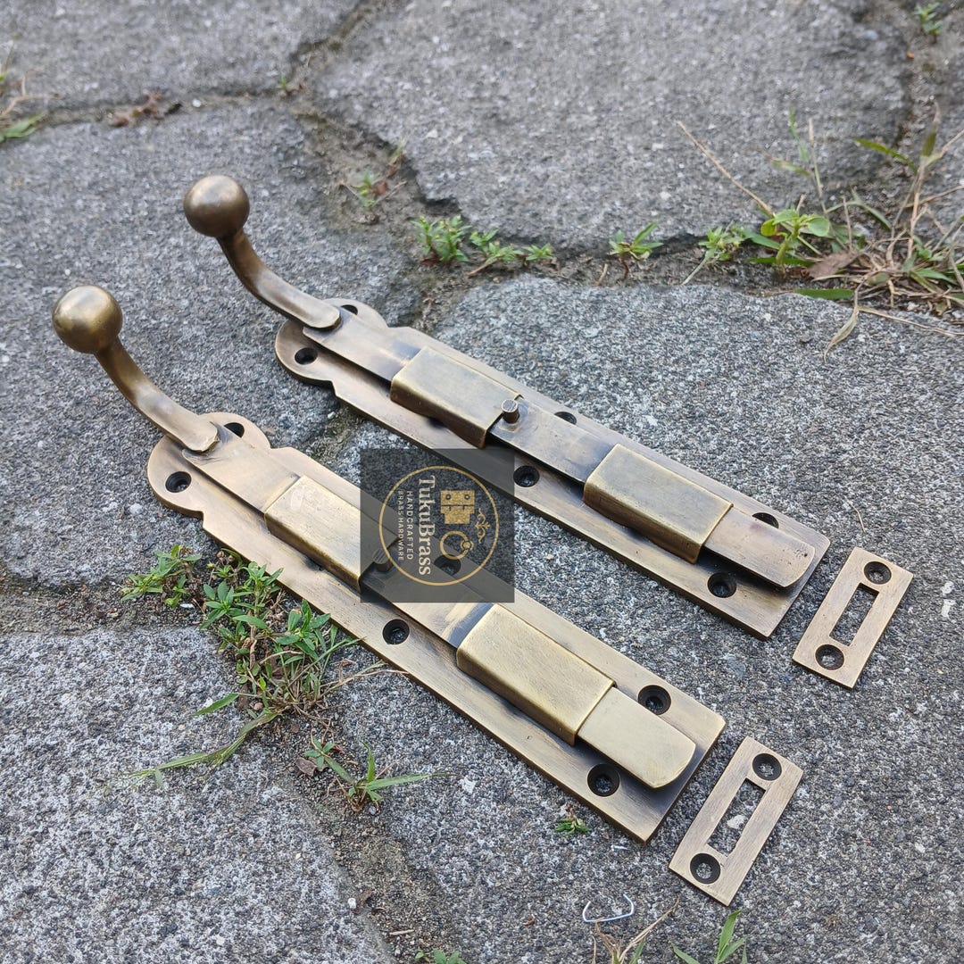 7" Vintage Solid Brass Gate Door Latch, Antique Slot Latch Lock for ...