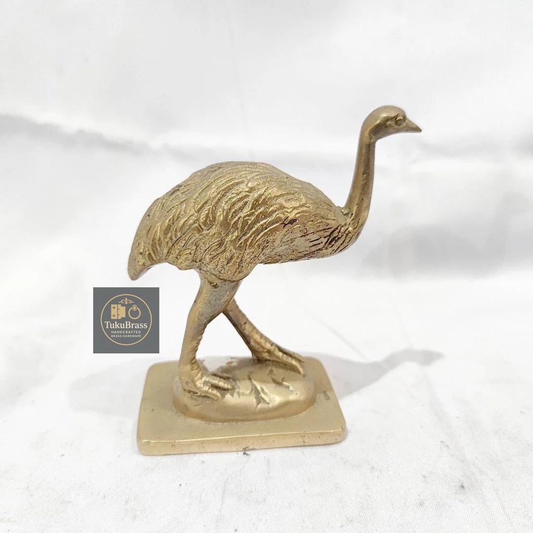Vintage Solid Brass Stork Statue, Hand-carved Gold Brass Bird Sculpture ...
