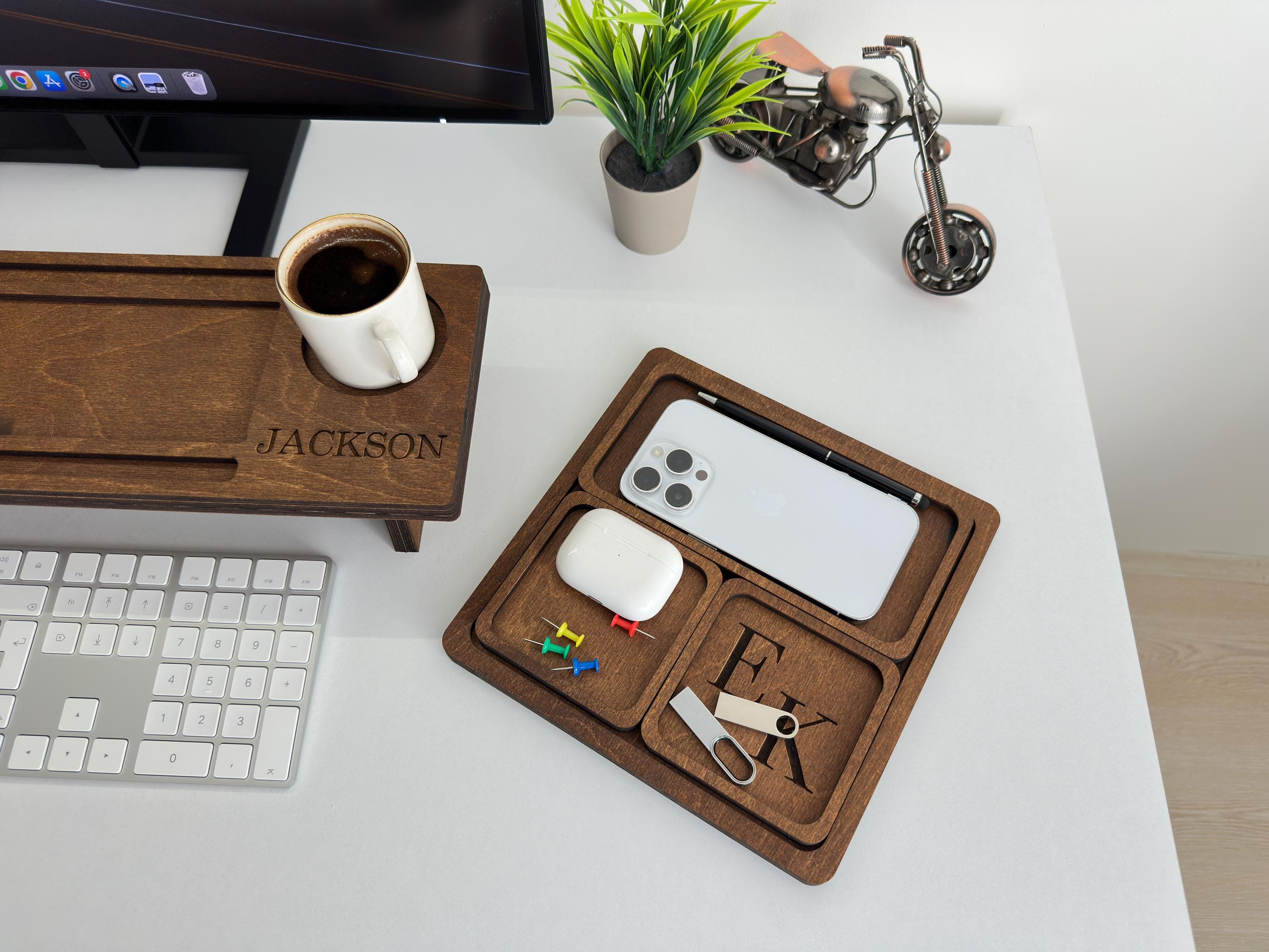 Personalized Wood Desk Organizer Set-home Office Desk Storage-docking ...