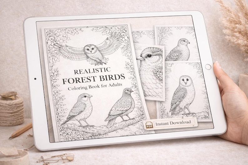Realistic Woodland Birds Coloring Book for Adults – 31 Detailed ...