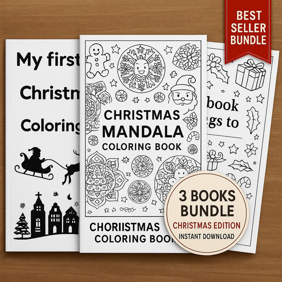 Christmas Coloring Bundle | 3 Printable Books | Christmas Mandalas ...