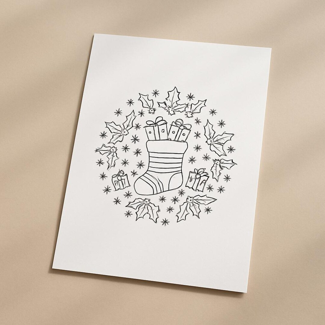 Christmas Stocking Mandala Coloring Page | Printable Holiday Mandala ...