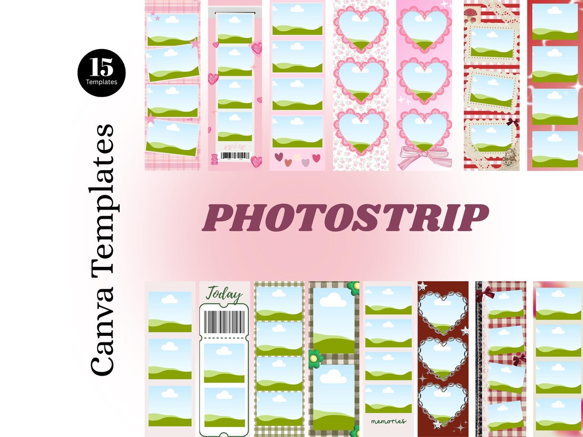 Photo Booth Strip Templates: 15 Designs (digital Download) - Etsy