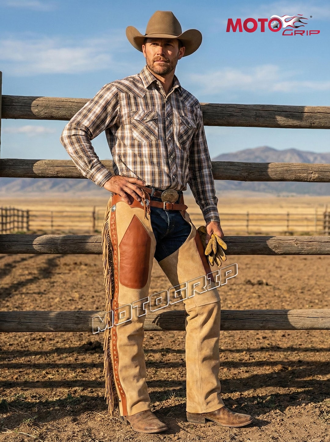 Men's Chap Cowboy Buck Skin Brown Suede Leather Horse Riding Western ...