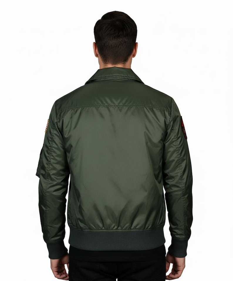 Green Satin Flight Bomber Jacket Tom Real Cruise Top Green Gun Maverick ...