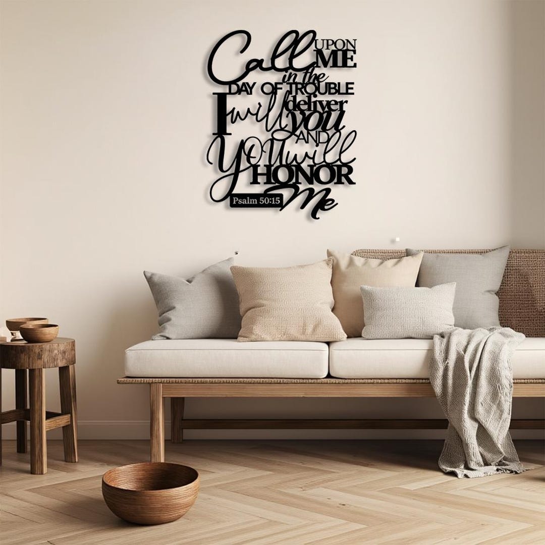 Metal Scripture Wall Decor, Psalm 50:15 Bible Verse Sign, Christian ...