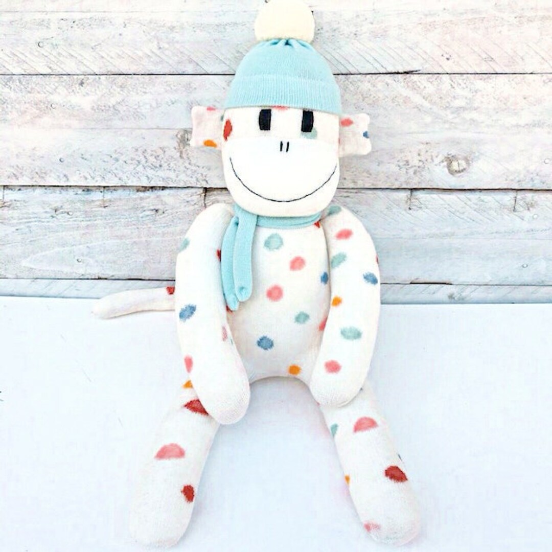 Ash the Sock Monkey soft Toy, Monkey Toy, Softie, Sock Softie, Monkey ...
