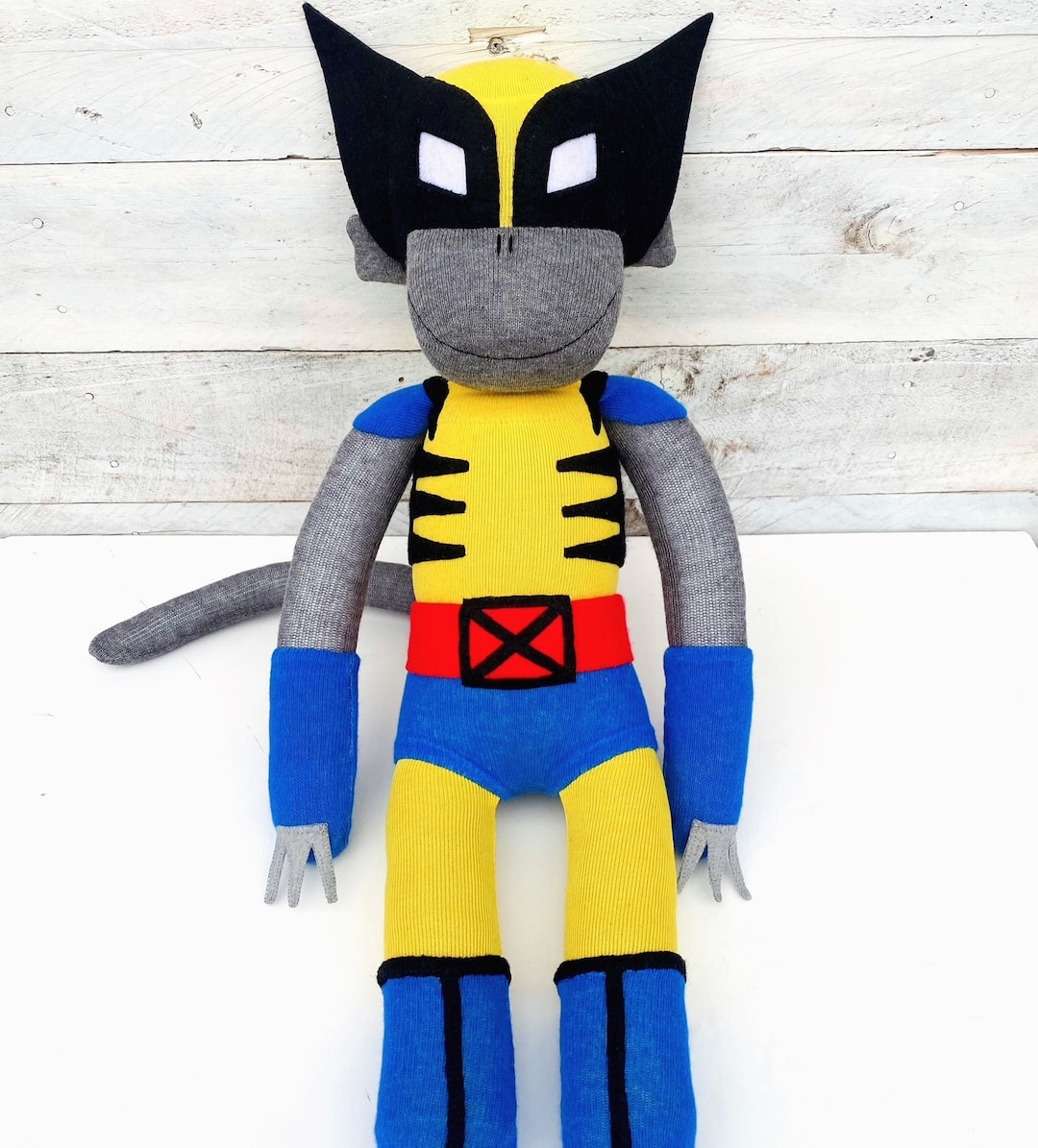 Logan the Sock Monkey superhero, Soft Toy, Softie, Sock Softie ...