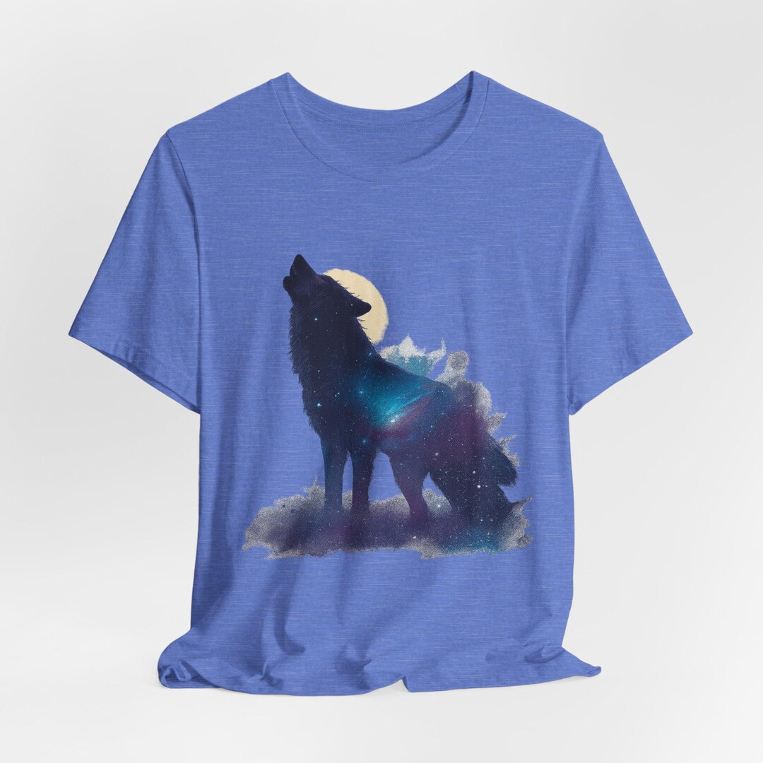 Cosmic Wolf T-shirt | Galaxy Moon Nature Tee Bella Canvas - Etsy