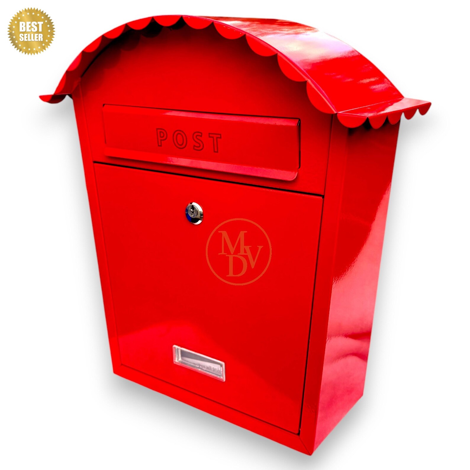 Red Galvanised Steel Post Box | Lockable Wall Mounted Mailbox - Etsy UK