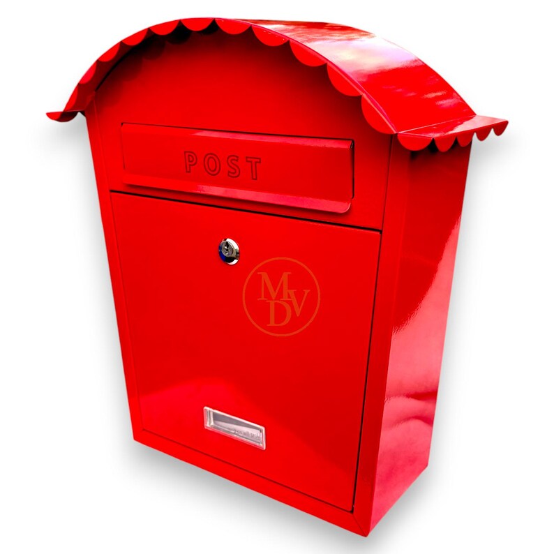 Red Galvanised Steel Post Box | Lockable Wall Mounted Mailbox - Etsy UK