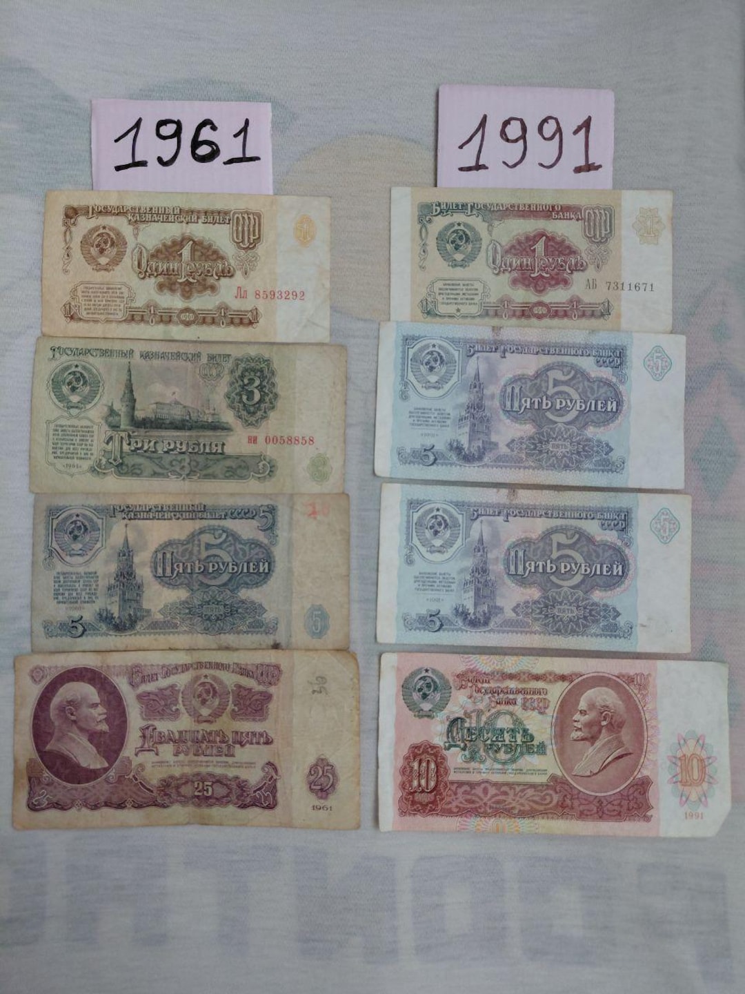 Vintage USSR Banknotes Set – 1961 & 1991 Rubles, Cold War Currency - Etsy