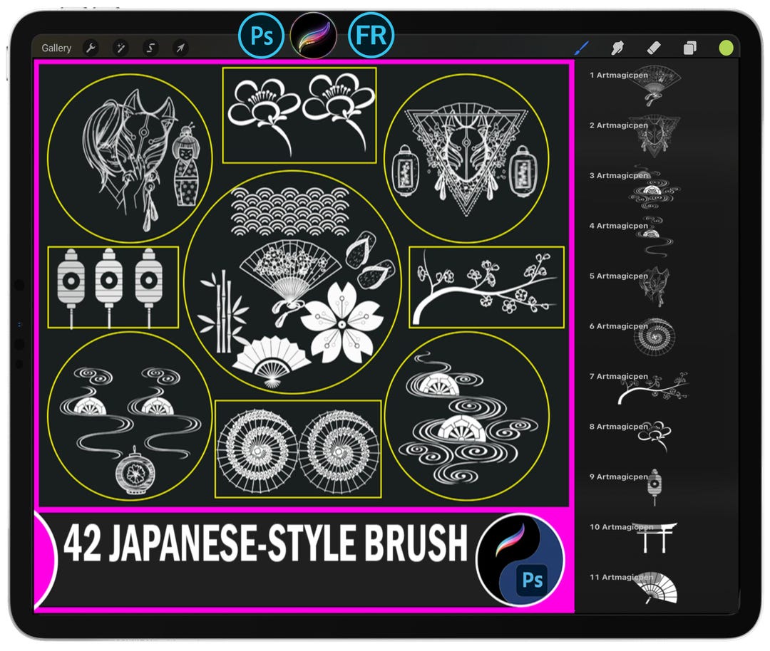 Japanese Tattoo Stamps | Sakura, Geisha, Irezumi (procreate, Photoshop ...