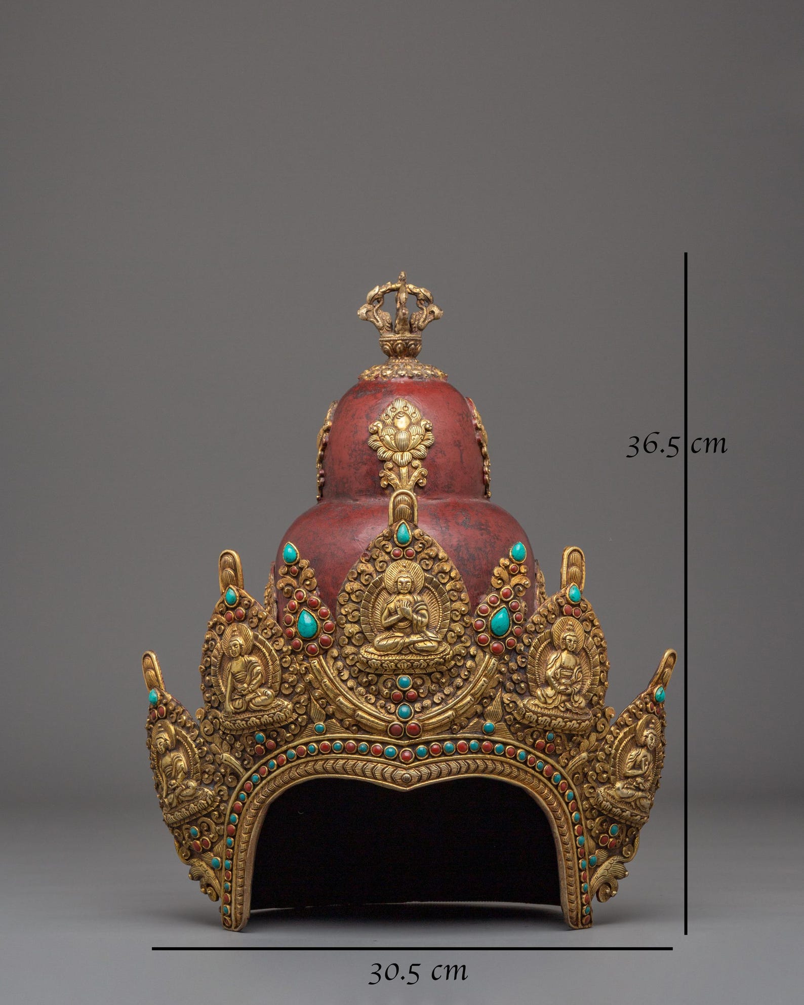 Traditional Himalayan Handcrafted Crown | Gold - Plated Tibetan Ritual ...