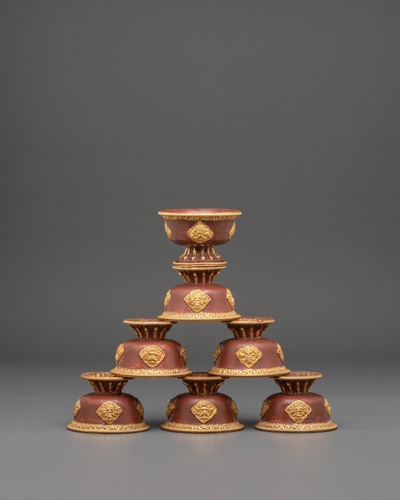 Spiritual Altar Offering Set | Copper Gold Plated Water Offering Bowls ...