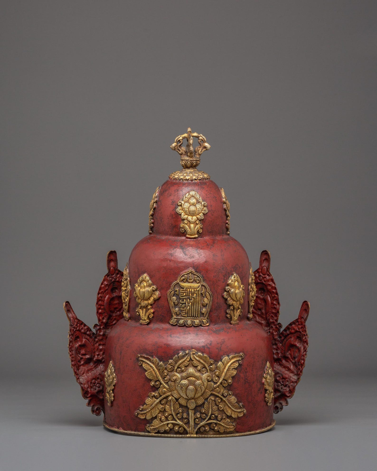 Traditional Himalayan Handcrafted Crown | Gold - Plated Tibetan Ritual ...
