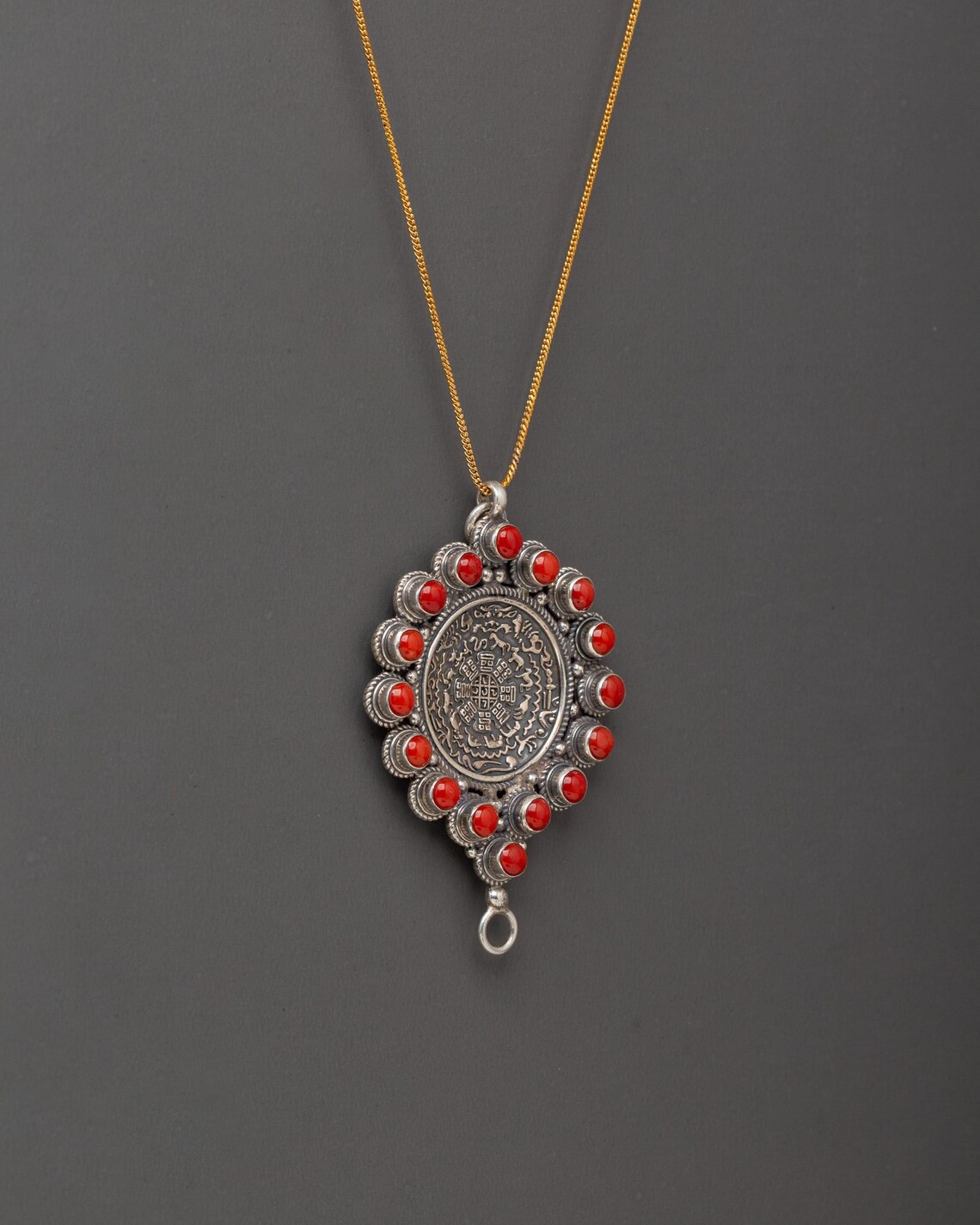 Silver Locket With Red Stones | 8cm Sterling Silver Pendant - Etsy